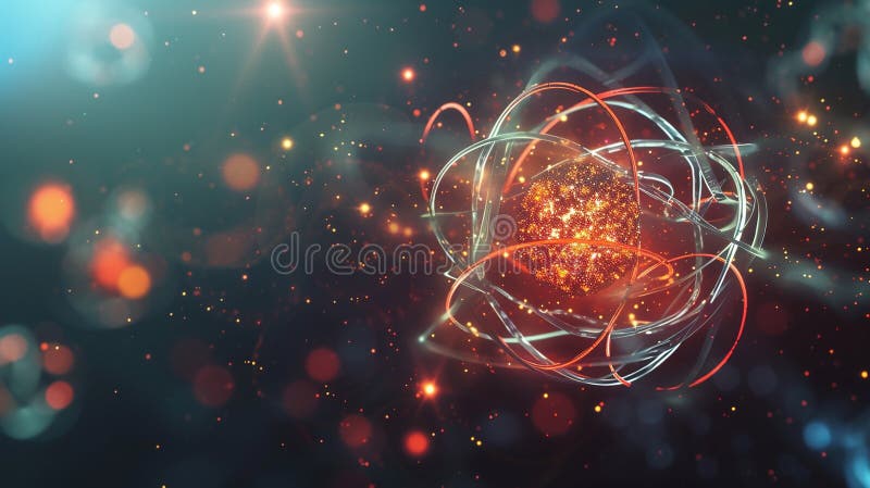 Concept of a Close-up Image of an Atom Model for Nuclear Energy. Sci-fi ...