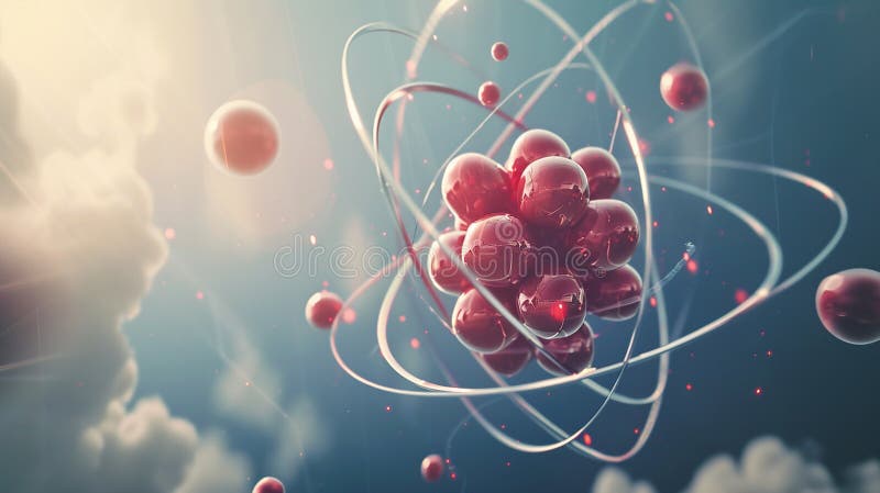 Concept of a Close-up Image of an Atom Model for Nuclear Energy. Sci-fi ...