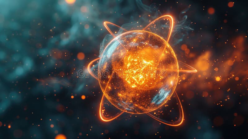 Concept of a Close-up Image of an Atom Model for Nuclear Energy. Sci-fi ...