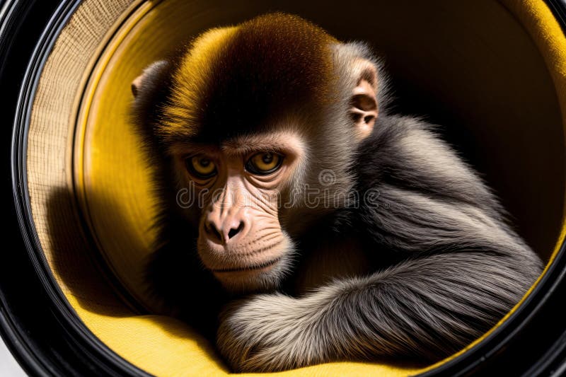 A Close Up of a Monkey in a Circular Object. Generative AI Stock ...