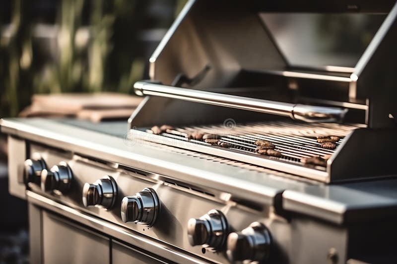 Close Up View of Barbecue Grill in the Modern Backyard. Generative AI ...