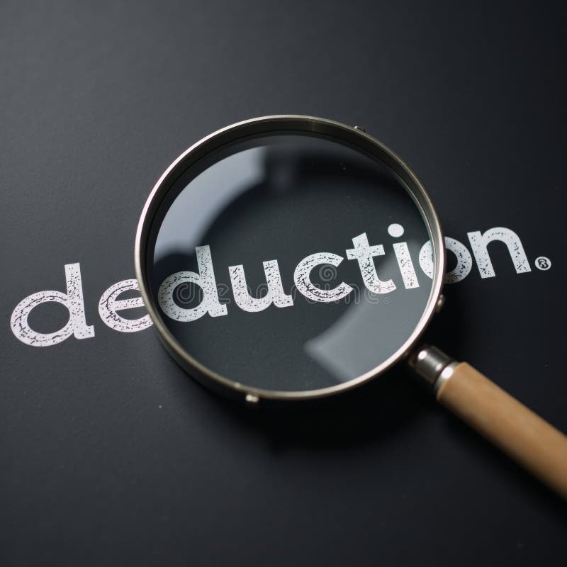 Closeup of a 3D Illustrated Magnified Version of the Term Deduction ...