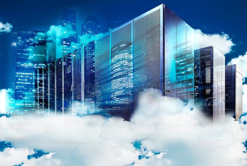 Concept of Cloud Computing. Cluster of Supercomputers in the Clouds on ...