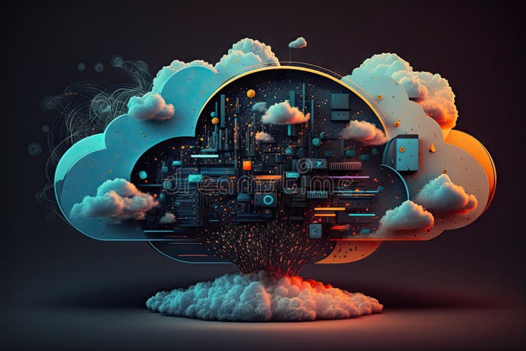 The Concept of Cloud Computing that Grows Out of the Clouds Stock ...