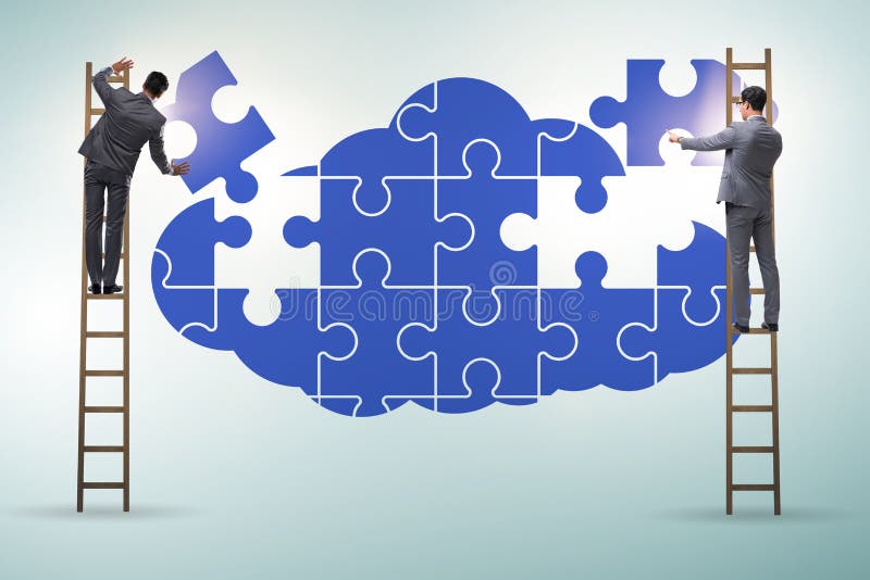 Concept of Cloud Computing with Jigsaw Puzzle Stock Photo - Image of ...