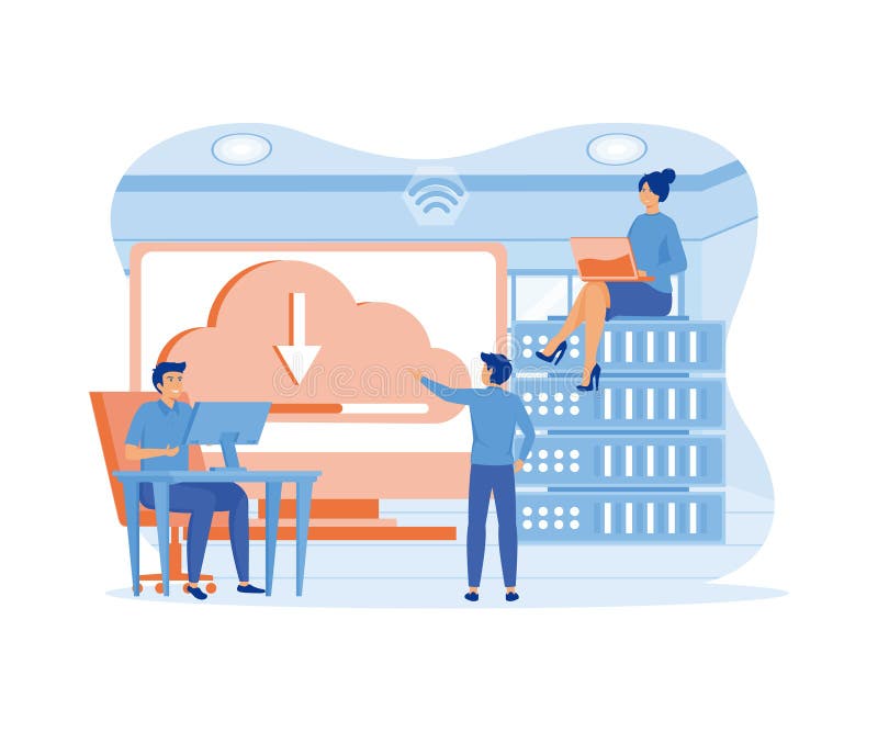 Concept of Cloud Computing, Online Database, Technology, Security, Computer. Stock Vector ...