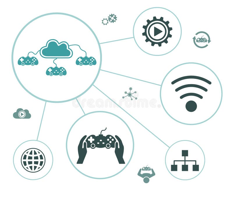 Concept of cloud gaming stock illustration. Illustration of application ...