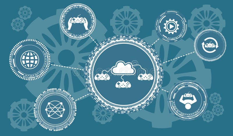 Concept of cloud gaming stock illustration. Illustration of multiplayer ...