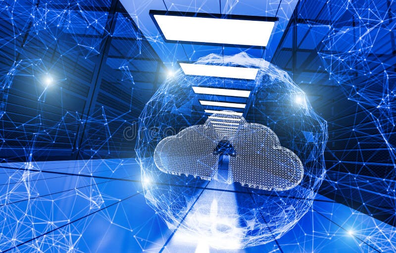 Concept of Cloud Service from Particles and Lines on Background of Data ...