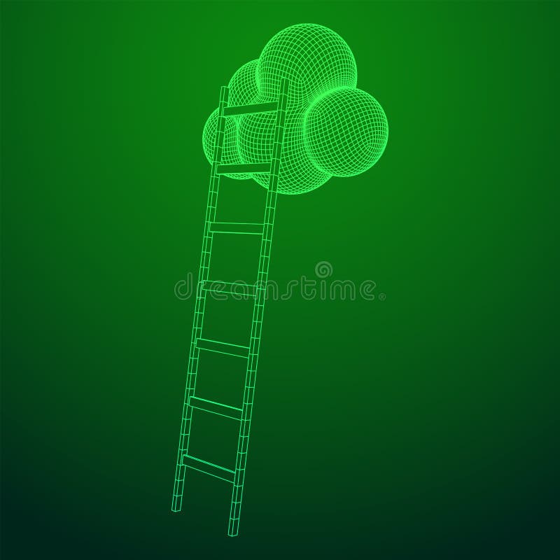 Concept of Cloud with Step Ladder Stock Vector - Illustration of ...