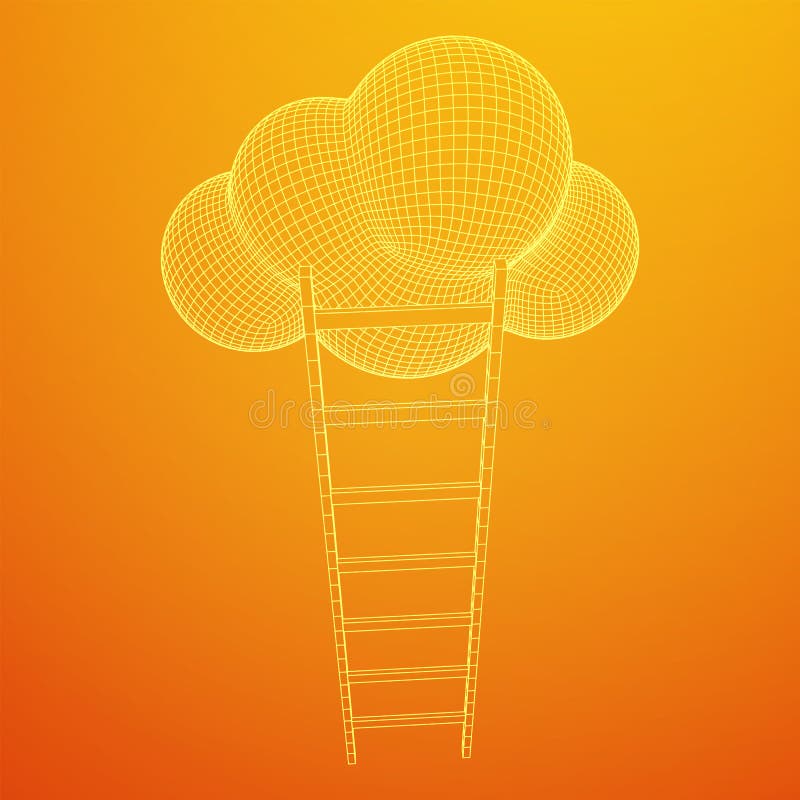Concept of Cloud with Step Ladder Stock Vector - Illustration of ...