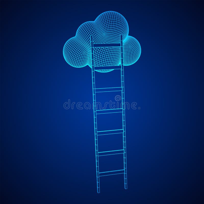 Concept of Cloud with Step Ladder Stock Vector - Illustration of ...