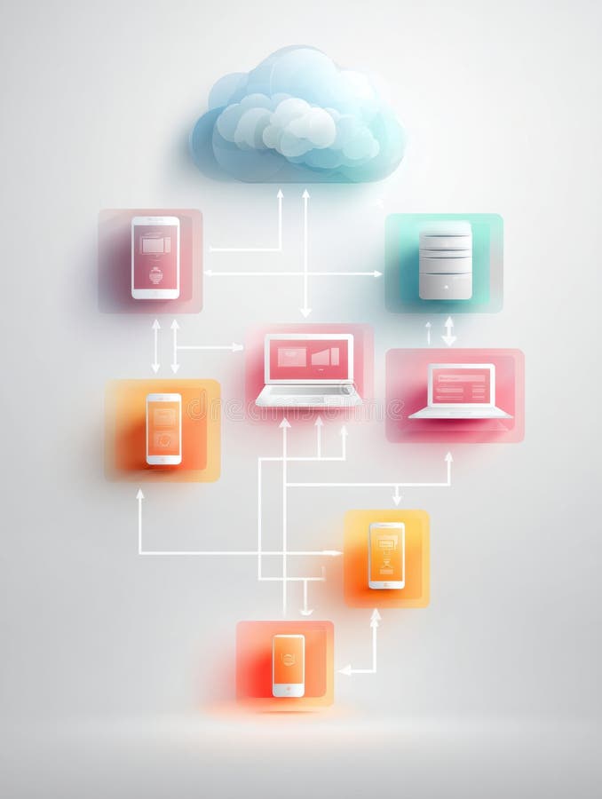 Concept of Cloud Storage with Devices Connected through Arrows ...