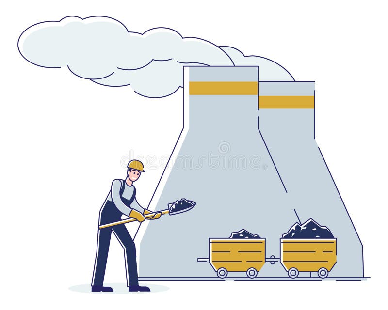 Concept of Coal Mining, Extractor Industry. Miner Mine and Load Coal ...
