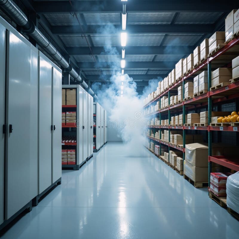 Cold Storage Area Featuring Mist and Fog for Visualizing ...