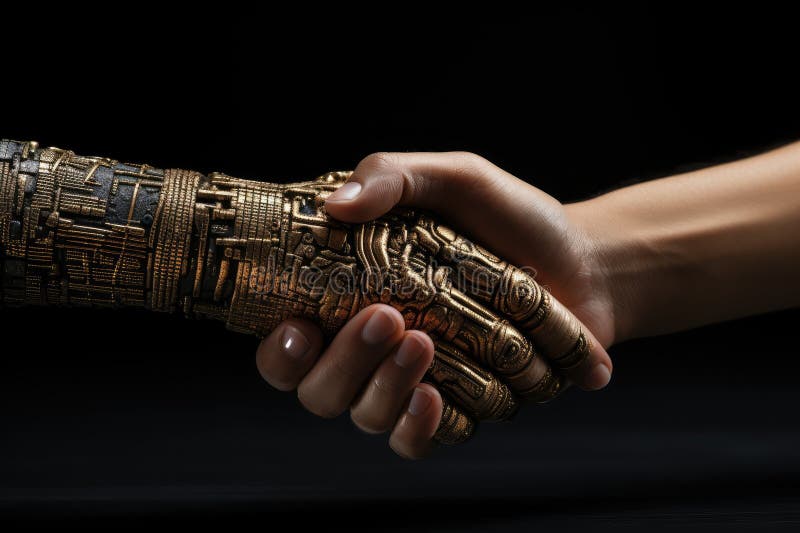 Business Handshake, Human and Robot Handshaking, New Technology and ...