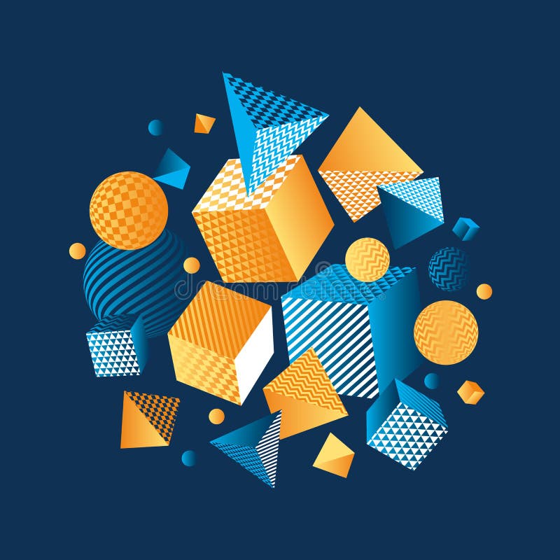 Concept Color 3d Geometric Composition Vector Illustration. Stock ...