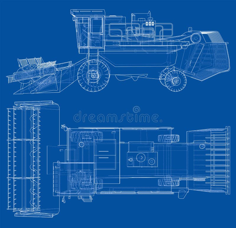 Concept Combine-harvester. Vector Rendering of 3d Stock Vector ...