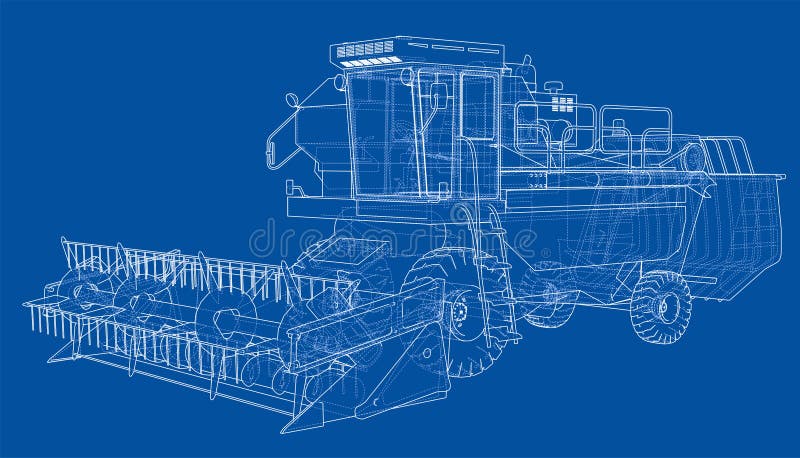 Concept Combine-harvester. Vector Rendering of 3d Stock Vector ...