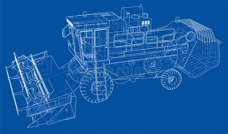 Concept Combine-harvester. Vector Rendering of 3d Stock Vector ...