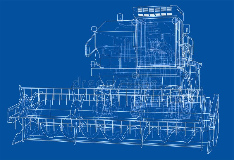 Concept Combine-harvester. Vector Rendering of 3d Stock Vector ...