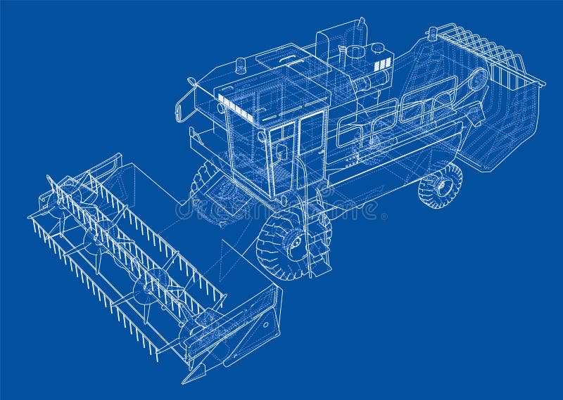 Concept Combine-harvester. Vector Rendering of 3d Stock Vector ...