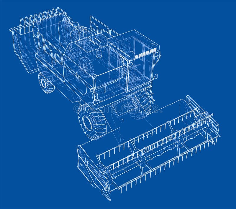 Concept Combine-harvester. Vector Rendering of 3d Stock Vector ...