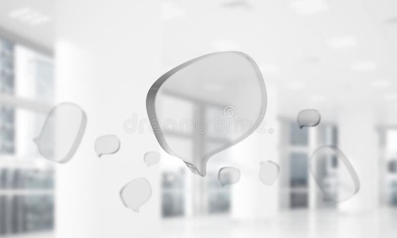 Concept of Communication by Glass Empty Chat Icon on Office Background ...