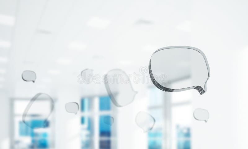 Concept of Communication by Glass Empty Chat Icon on Office Background ...