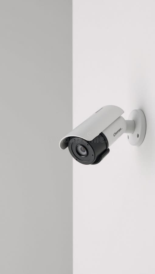 Compact Security Camera on White Wall Ideal for Surveillance Systems ...