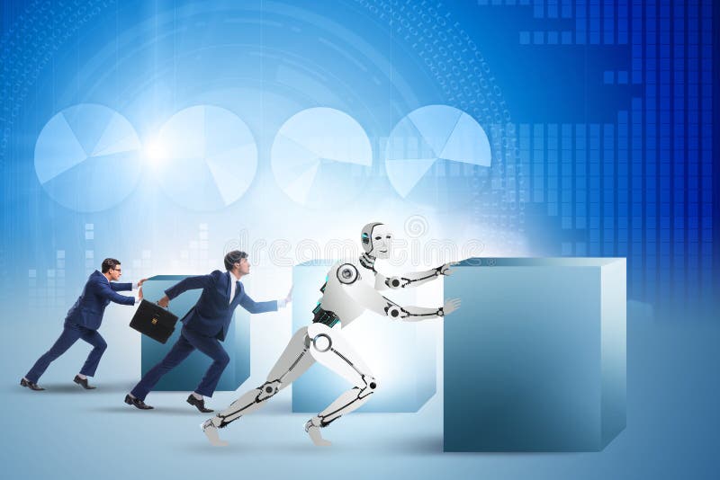 Concept of Competition between Robots and Humans Stock Image - Image of ...