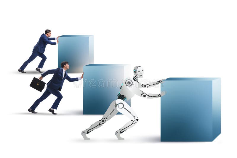 Concept of Competition between Robots and Humans Stock Image - Image of ...
