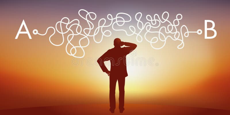 Problem and Search for a Solution To Go from Point a To Point B. Stock ...