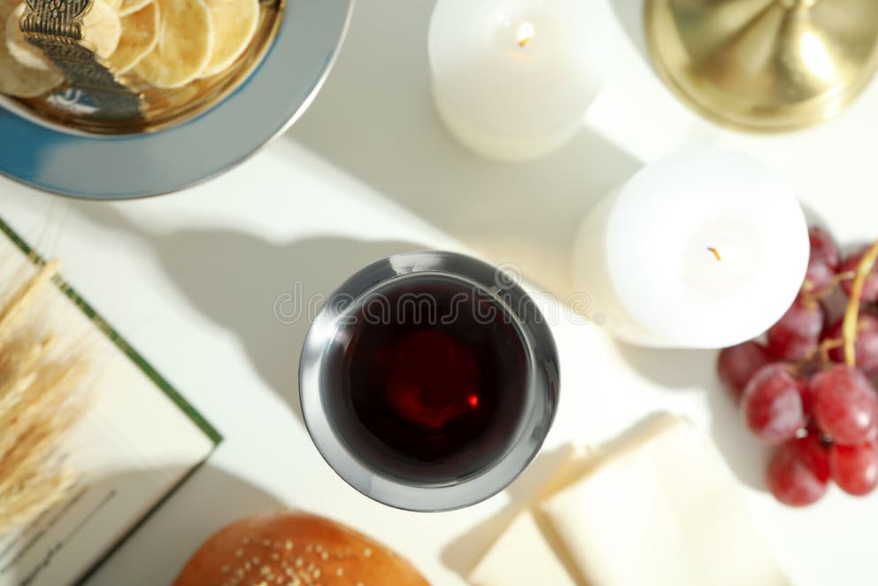 Concept or Composition of Eucharist, Top View Stock Photo - Image of ...