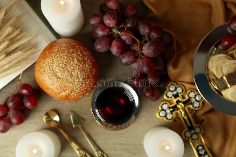 Concept or Composition of Eucharist, Top View Stock Image - Image of ...