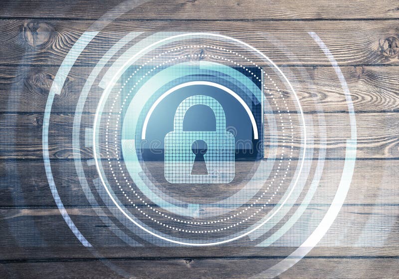 Concept of Computer Access with Media Lock Icon on Tablet Screen Stock ...