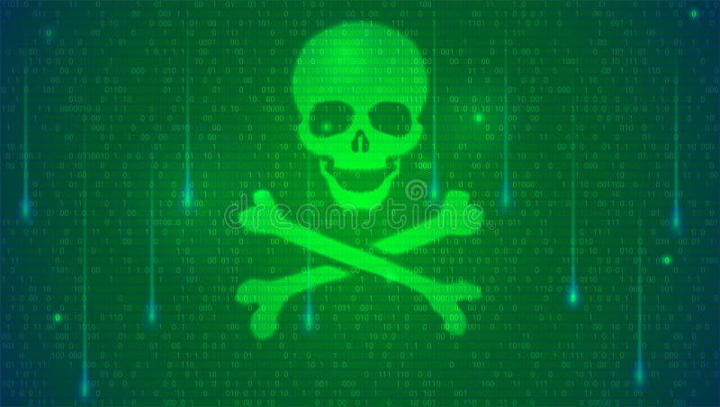 Concept of Computer Hacking. Binary Code, Floating Digits and Skull ... Concept of Computer Hacking. Binary Code, Floating Digits and Skull ...