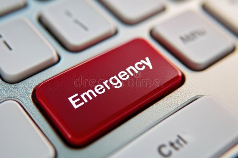 Concept of Computer Keyboard Key with the Word Emergency on it Ready To ...