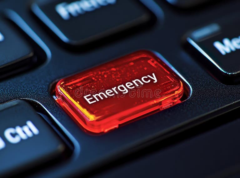 Concept of Computer Keyboard Key with the Word Emergency on it Ready To ...