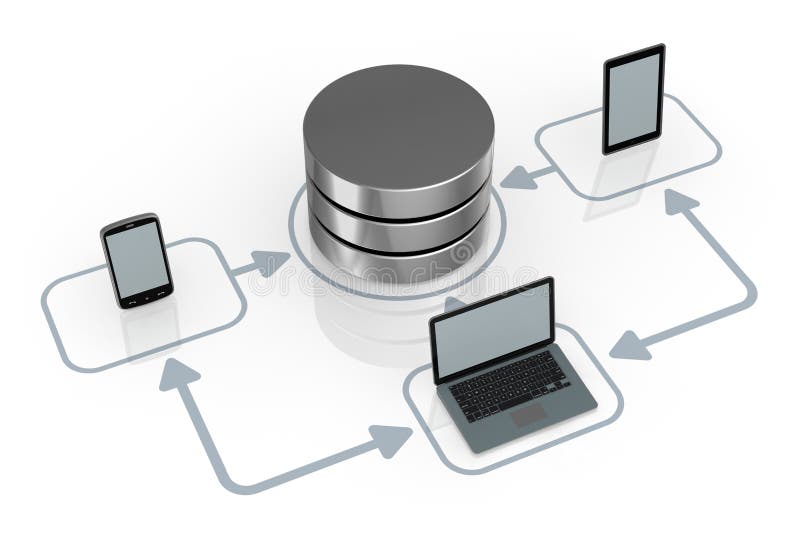 Abstract Computer Network with Laptops. Stock Illustration ...