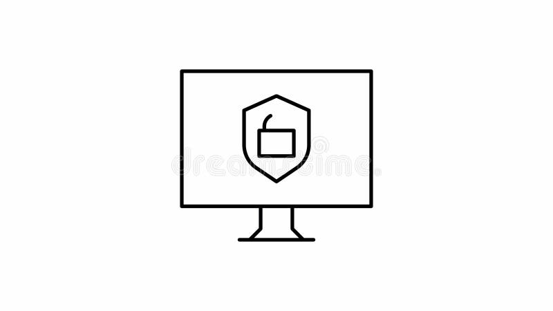 Animated Icon of Desktop with Lock Shield. Stock Footage - Video of ...
