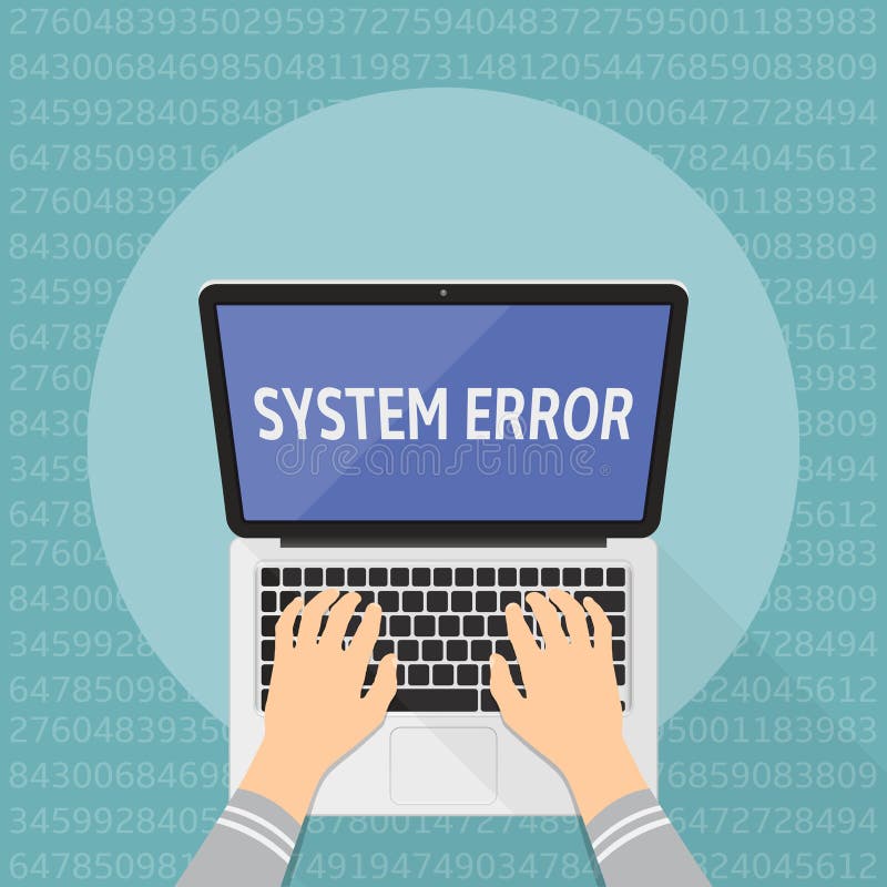 Concept of Computer System Error. Hands on Laptop Keyboard Stock Vector ...