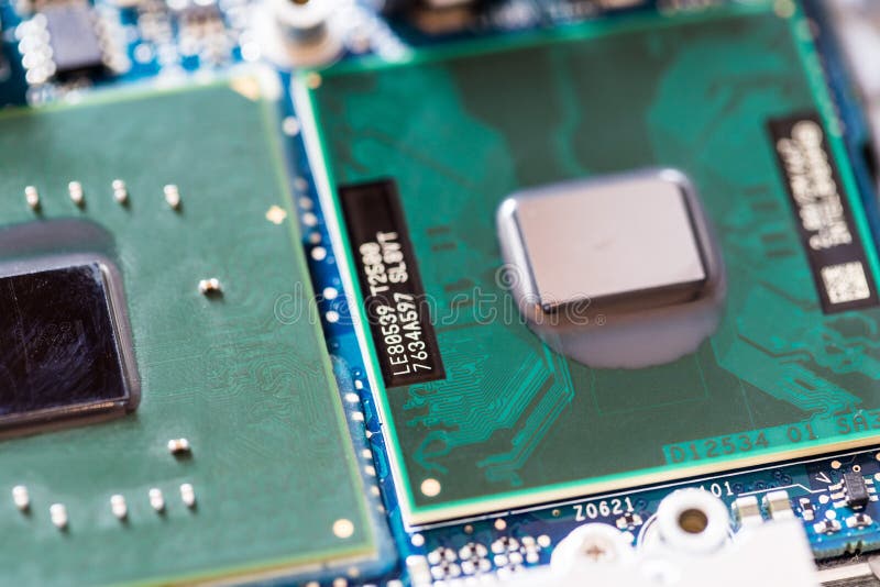 Concept of Computer Technology: Close Up of a Computer Chip on a ...