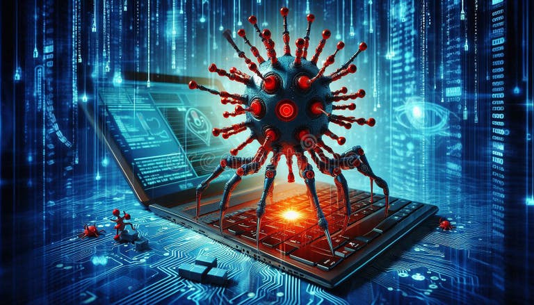 Concept of Computer Virus and Cybersecurity Threats Stock Illustration ...