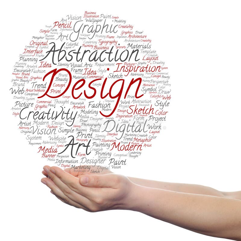 Creativity Art Graphic Design Visual Word Cloud in Hand Stock Image ...