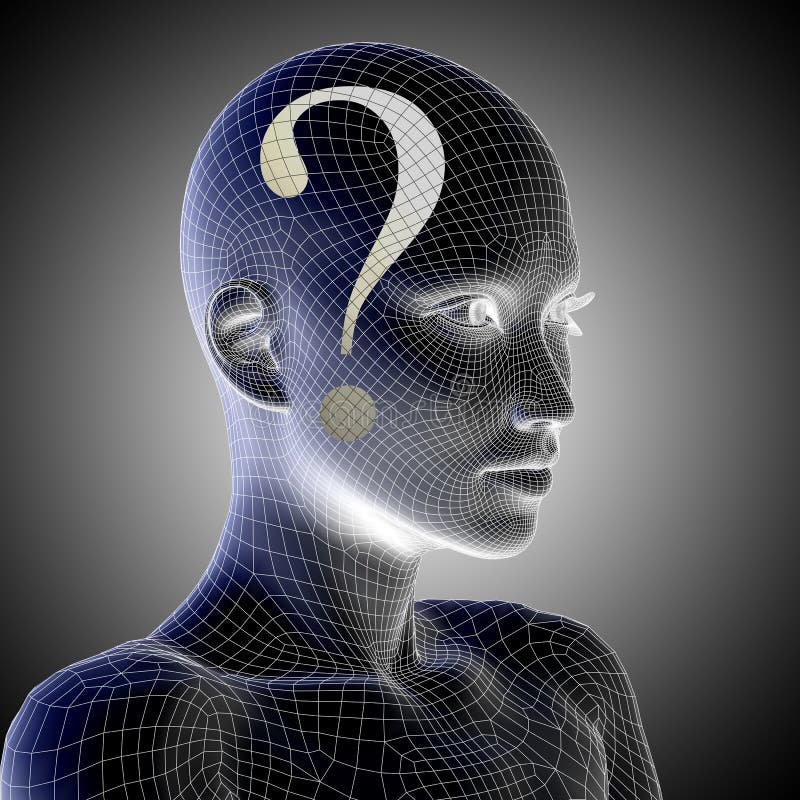 Conceptual 3D Wireframe Human Male or Man Face or Head Stock ...