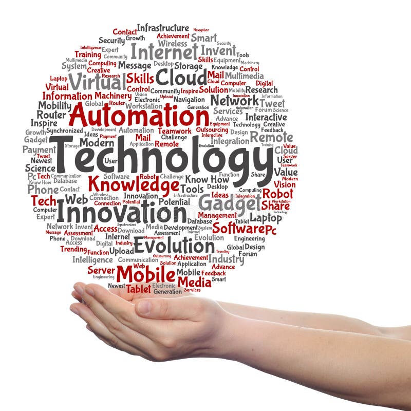 Digital Smart Technology, Media Word Cloud in Hand Stock Photo - Image ...