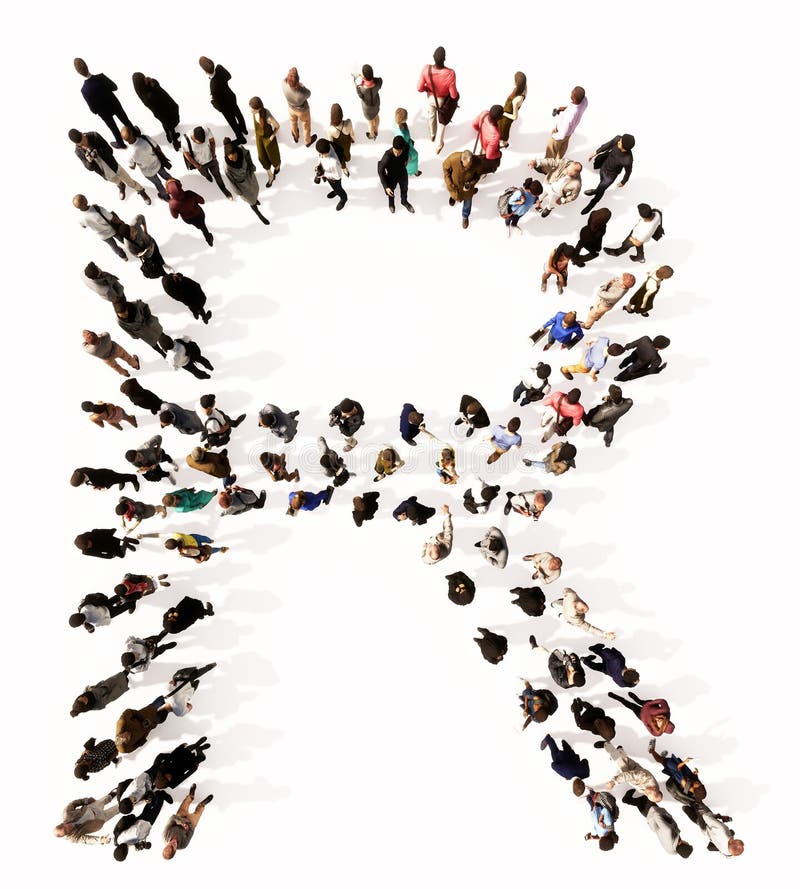 Large Community of People Forming the Font R. 3d Illustration Metaphor ... Large Community of People Forming the Font R. 3d Illustration Metaphor ...