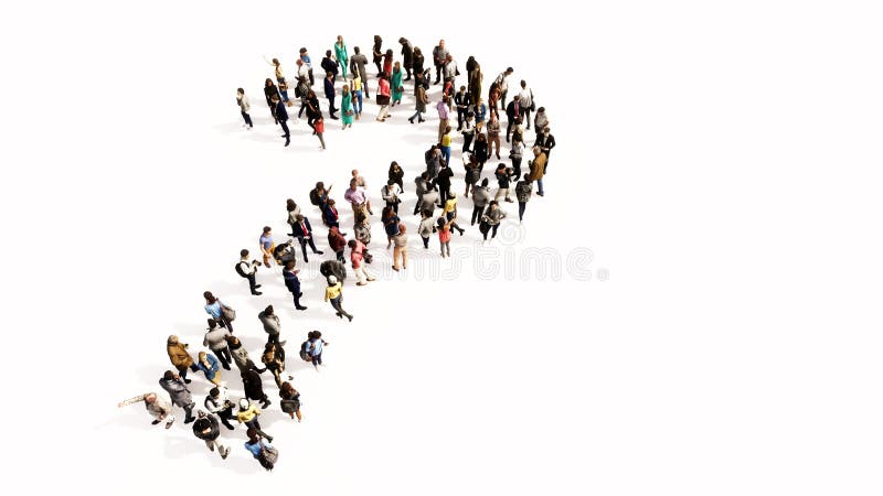 Large Community of People Forming the Question Mark. 3d Illustration ...