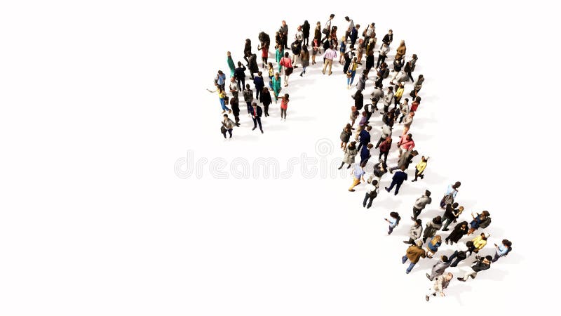 Large Community of People Forming the Question Mark. 3d Illustration ...
